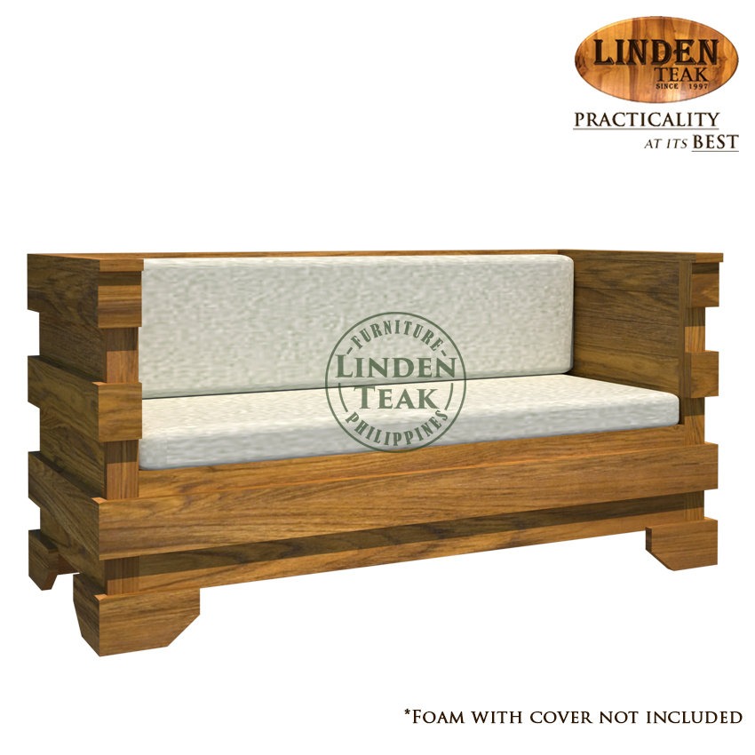 Handcrafted Solid Teak Wood Cube 3 Seater High Back, Furniture & Home ...