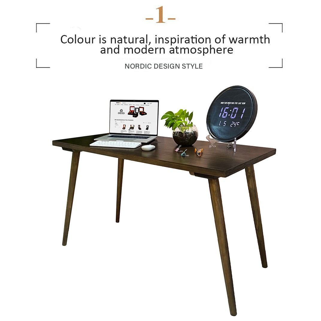 Home Office Solid Wood Desk Nordic Minimalist Design Study Work Table, Furniture & Home Living ...