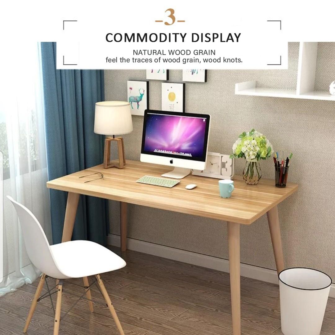 Home Office Solid Wood Desk Nordic Minimalist Design Study Work Table, Furniture & Home Living ...