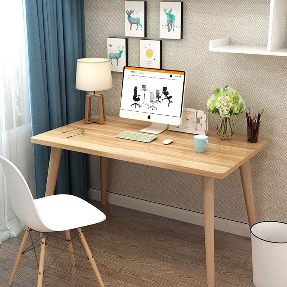 Home Office Solid Wood Desk Nordic Minimalist Design Study Work Table, Furniture & Home Living ...