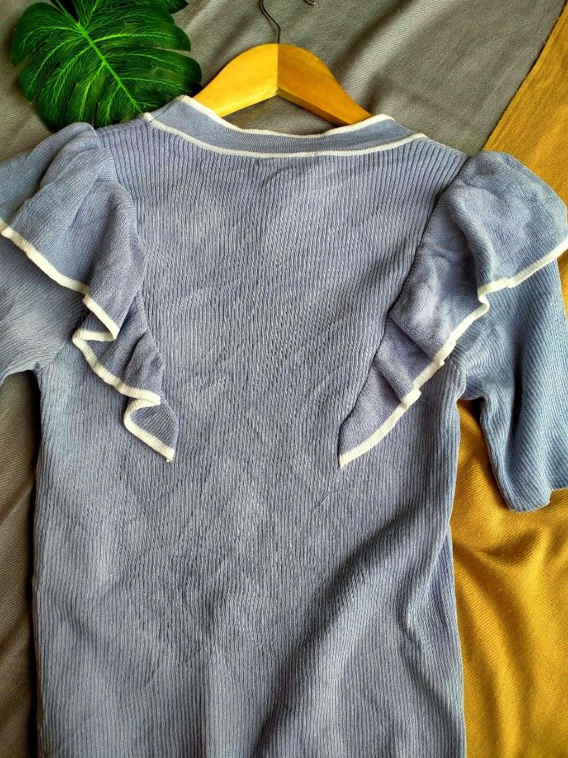 HQ RARE KNITTED PASTEL BLUE TOP, Women's Fashion, Tops, Blouses on ...
