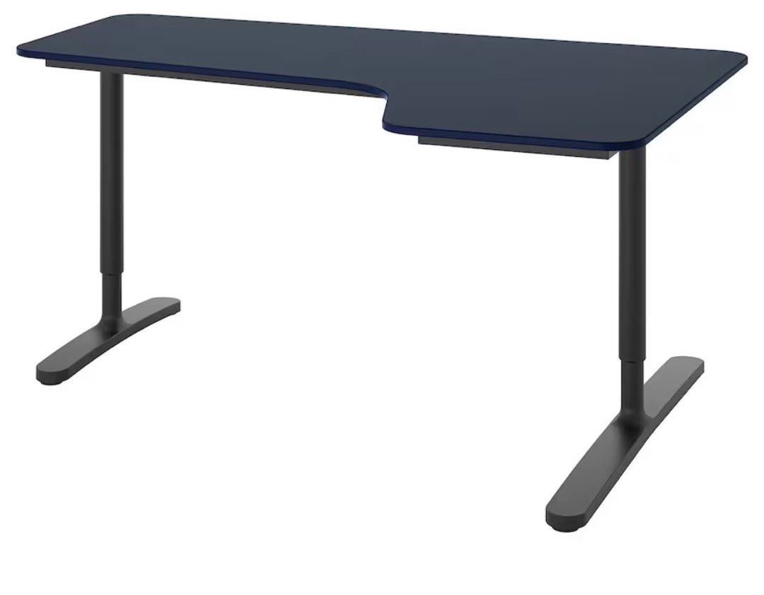 IKEA Bekant Corner desk right, linoleum blue/black,, Furniture & Home ...