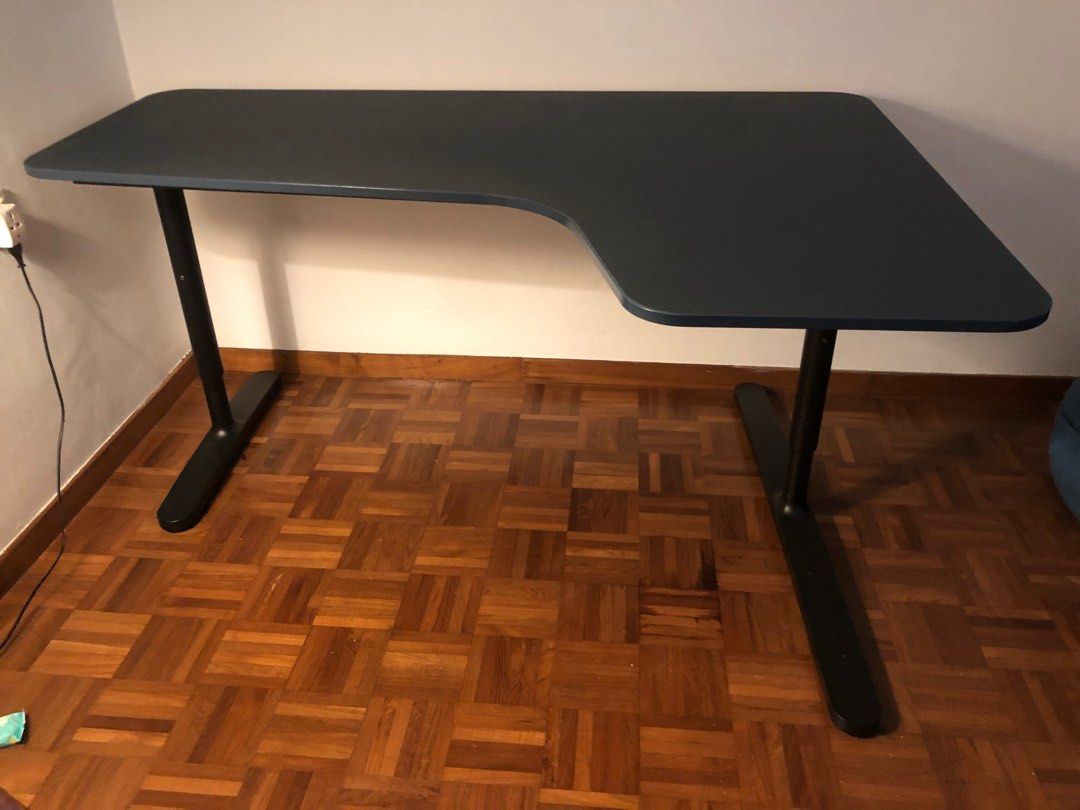 IKEA Bekant Corner desk right, linoleum blue/black,, Furniture & Home ...