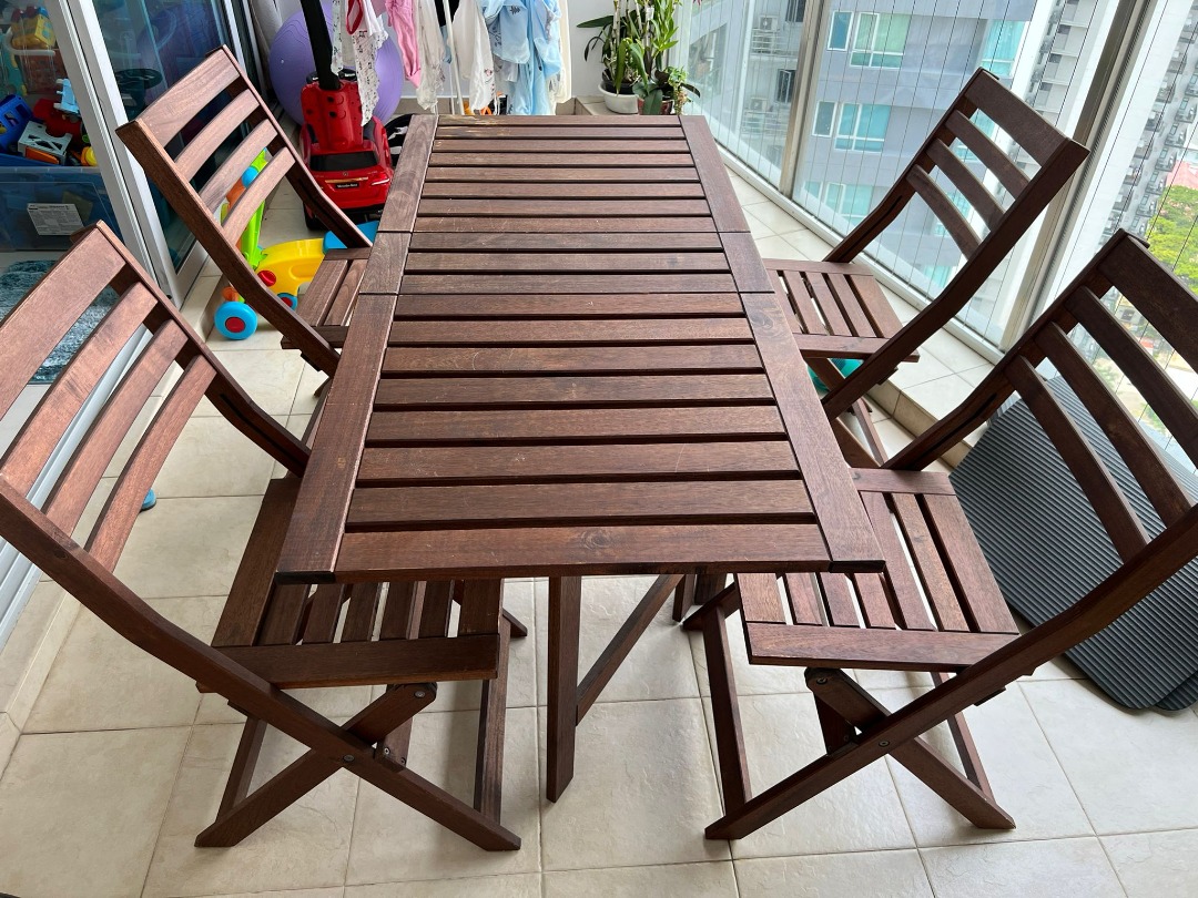Ikea outdoor table and 4 chairs, Furniture & Home Living, Outdoor ...