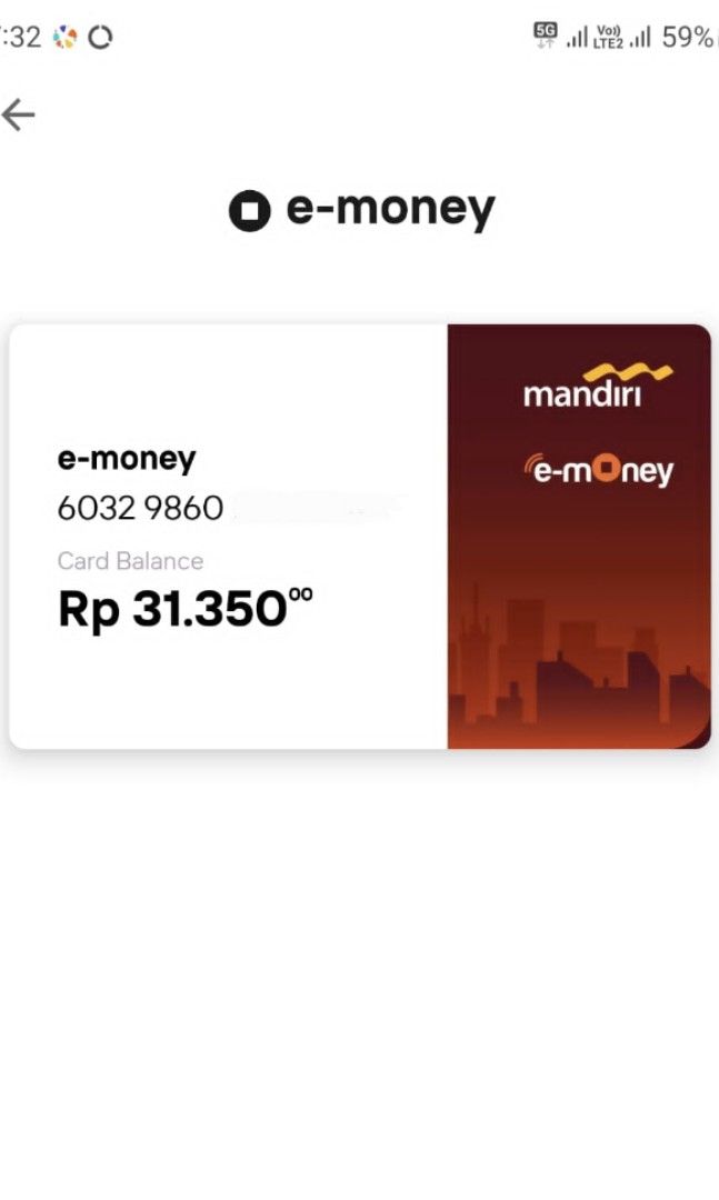 Indonesia Mandiri e-money Transportation Card - MRT LRT Subway train ...