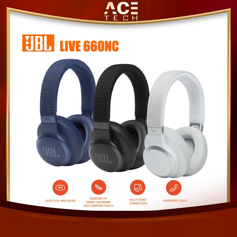 JBL Live 660NC Wireless Over-Ear Noise Cancelling Headphones with Long Lasting Battery and Voice ...