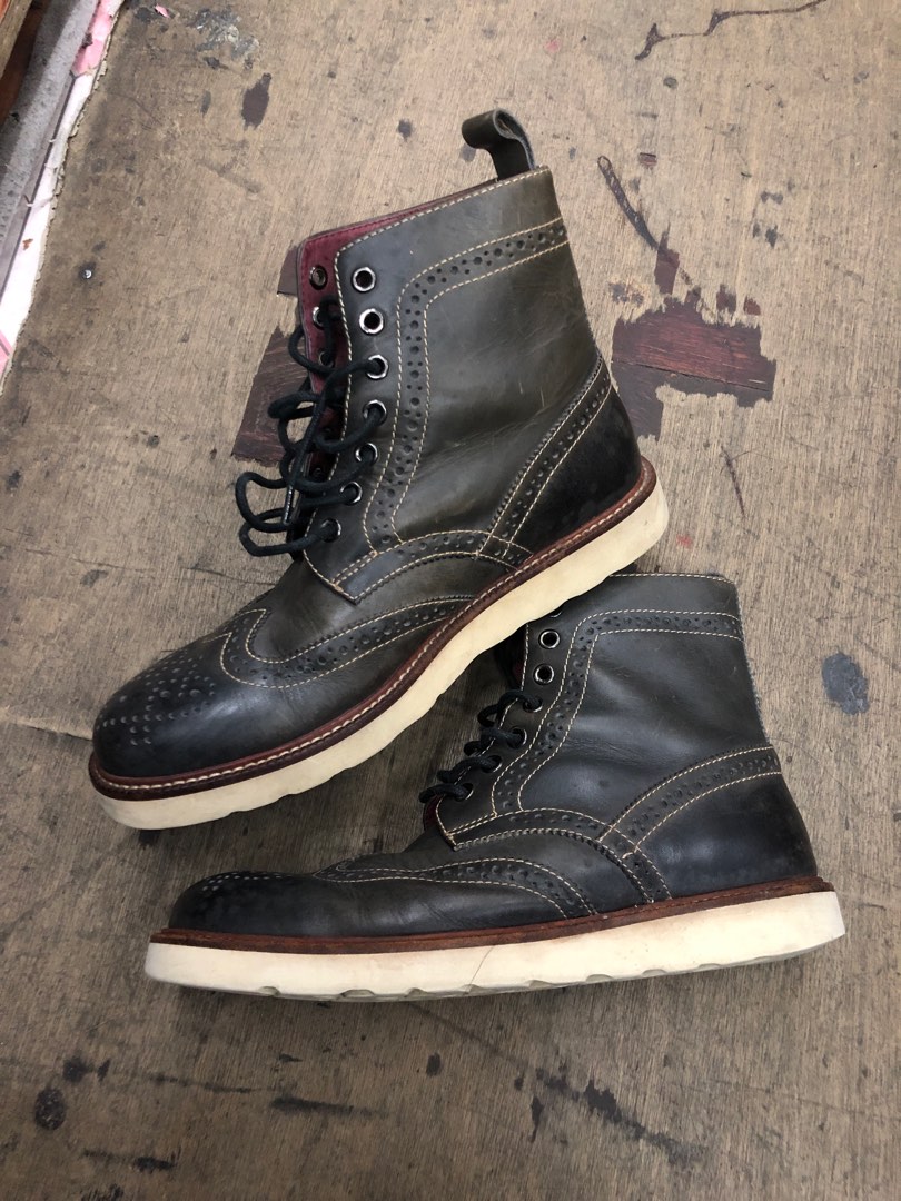 Jimmy Black Round Toe Wingtip Brogue Casual Mens Boots(25 cm) on Carousell