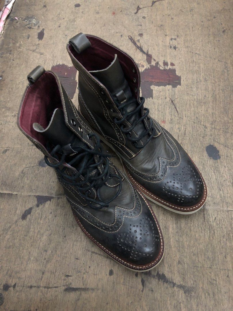 Jimmy Black Round Toe Wingtip Brogue Casual Mens Boots(25 cm) on Carousell