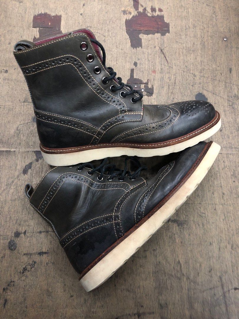 Jimmy Black Round Toe Wingtip Brogue Casual Mens Boots(25 cm) on Carousell