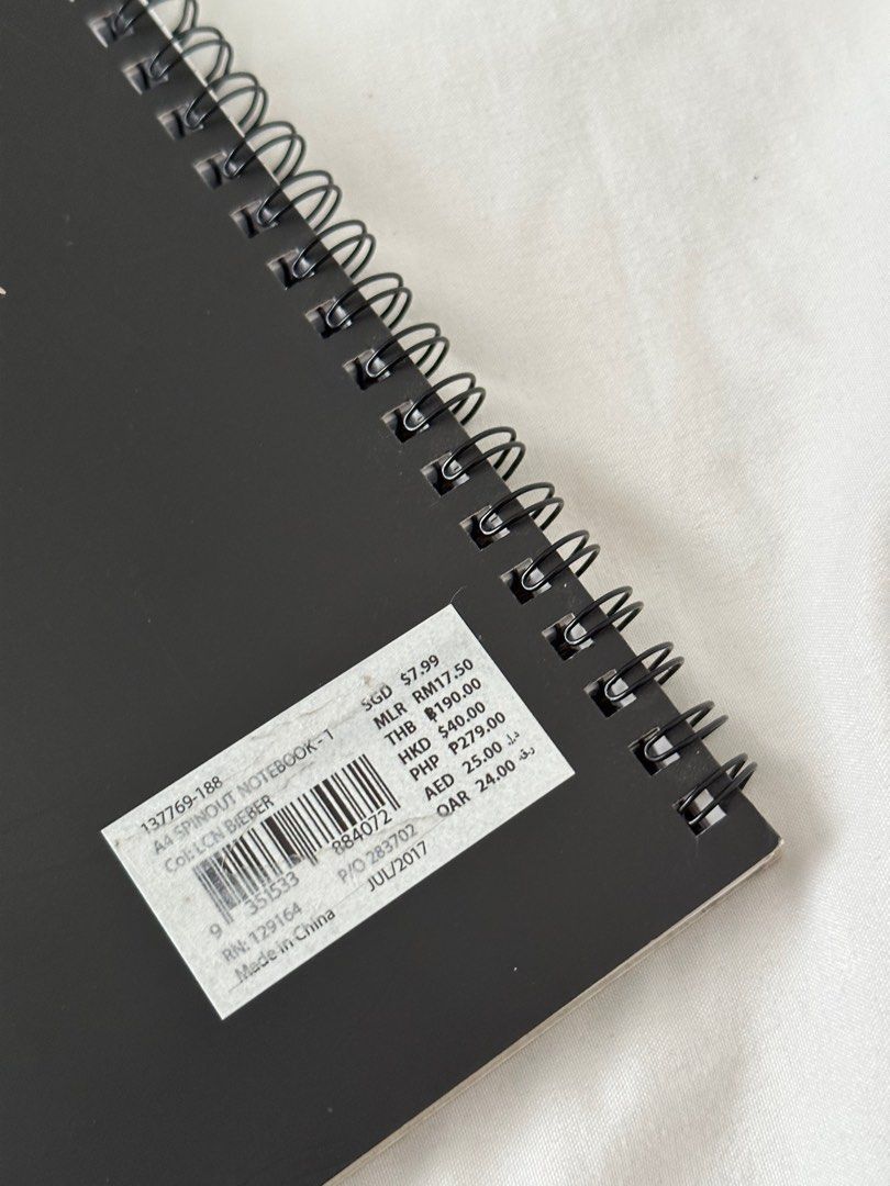 Justin Bieber A5 Spinout Typo Notebook, Hobbies & Toys, Stationary ...