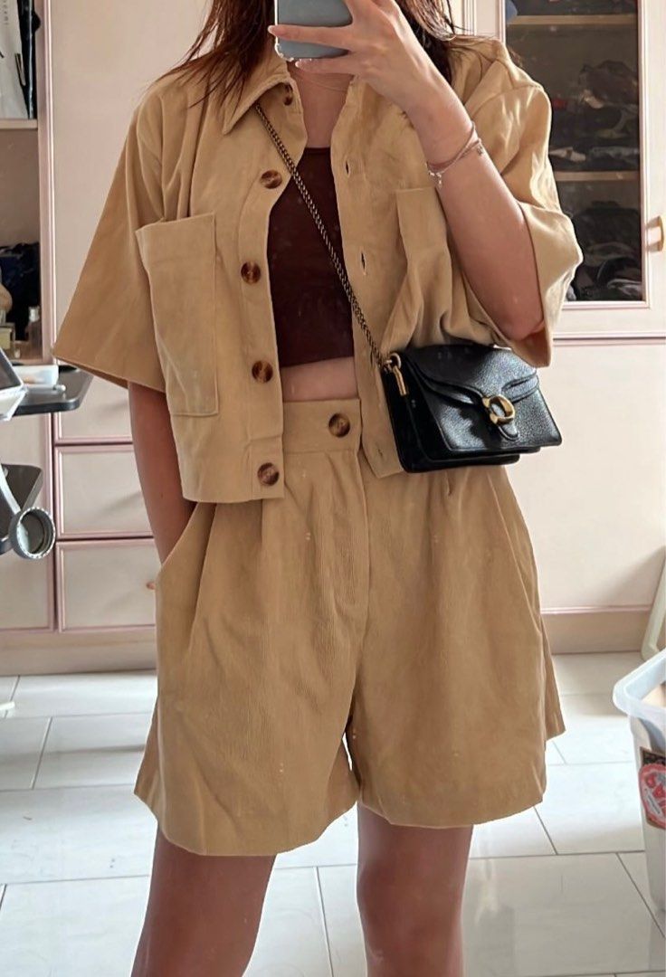Khaki top and bottom set, Women's Fashion, Dresses & Sets, Sets or ...