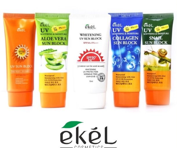 Korea Ekel Sunblock | Whitening, Collagen, Aloe Vera, Snail, SPF 50 PA ...