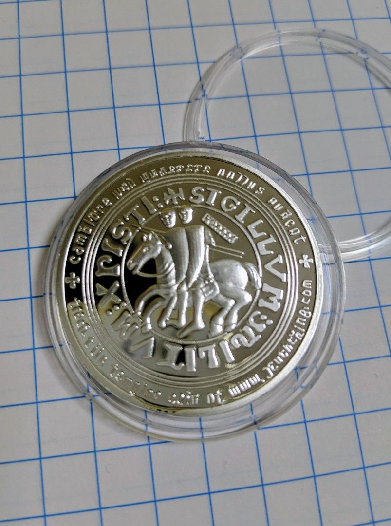 Large Masonic Knights Templar Silver Coin with Blue Enamel. Freemasonry ...