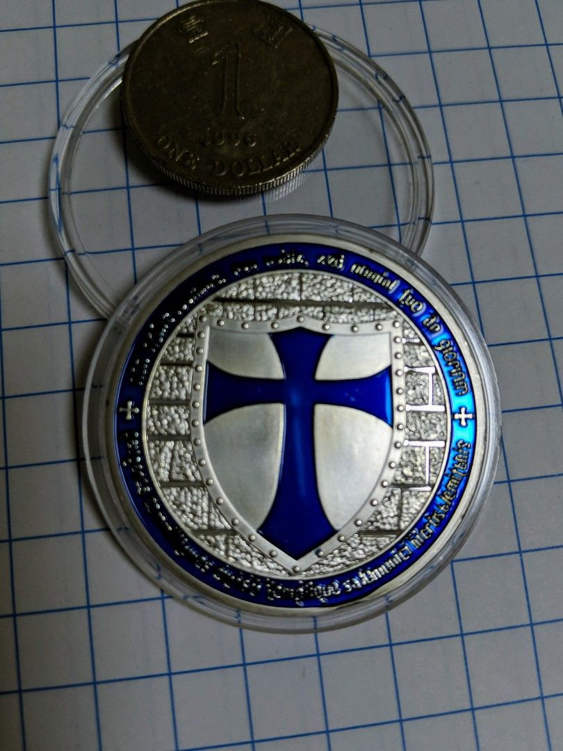 >>Large Masonic Knights Templar Silver Coin with blue Enamel ...