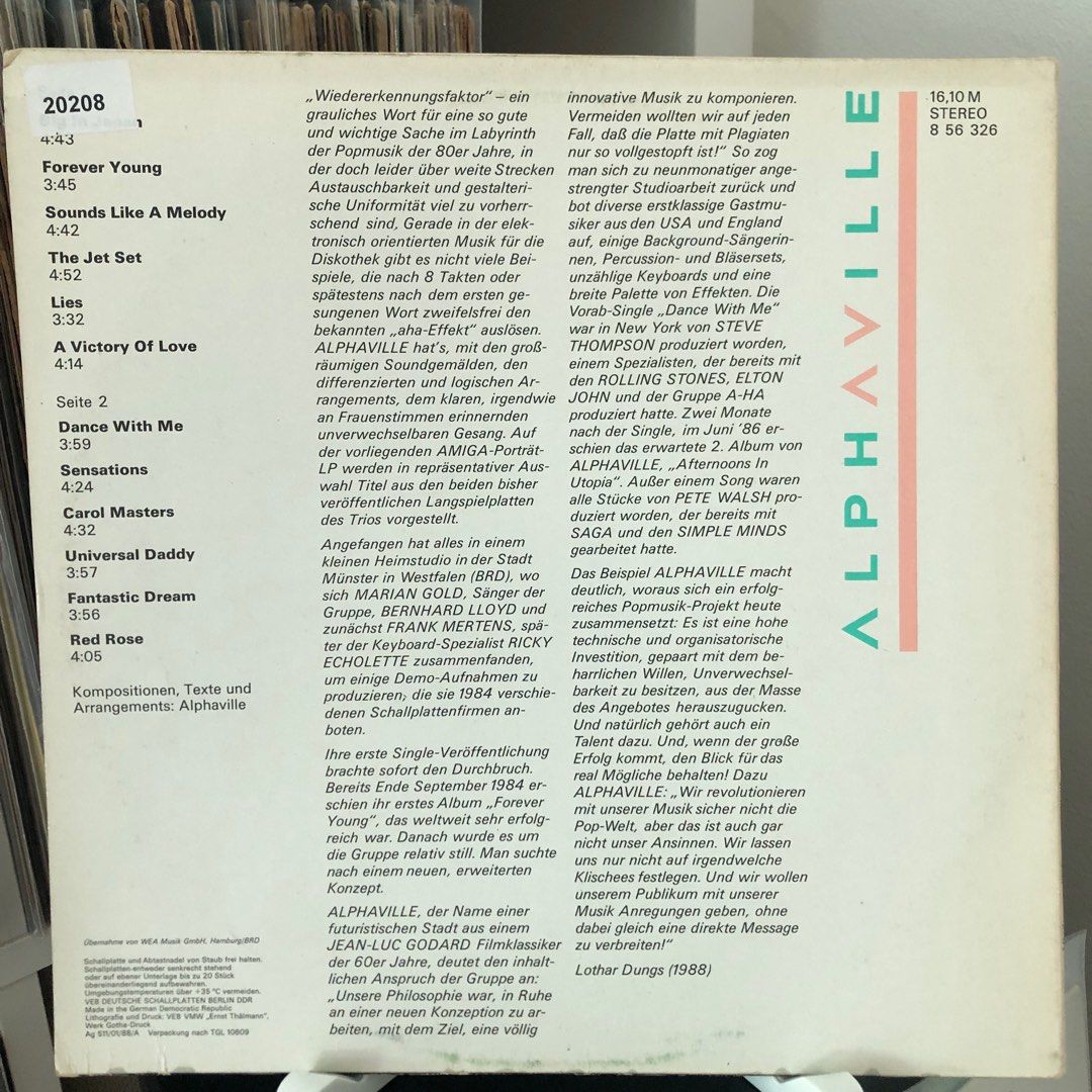 (LP) Alphaville - Greatest Hits compilation 1988 vinyl, Hobbies & Toys ...