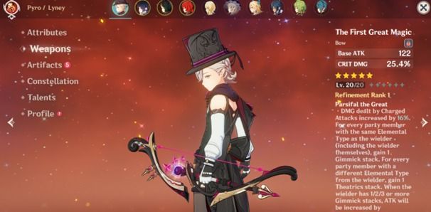 Genshin Impact account Lyney with The First great magic signature and ...