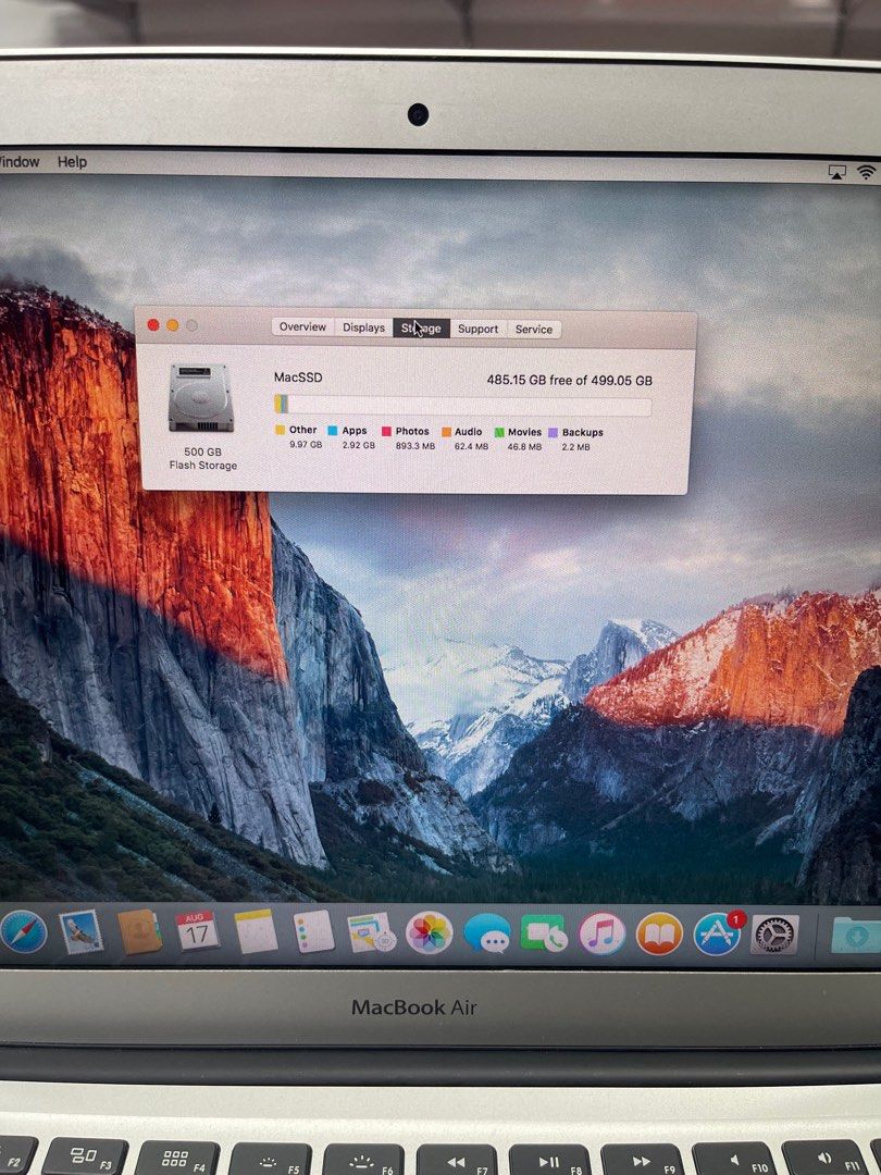 MacBook Air 13 inch 2015 Intel core i7 processor 8GB RAM 500Gb Storage ...