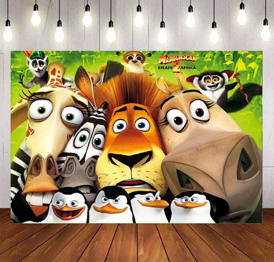 Madagascar party backdrop, Hobbies & Toys, Stationery & Craft ...