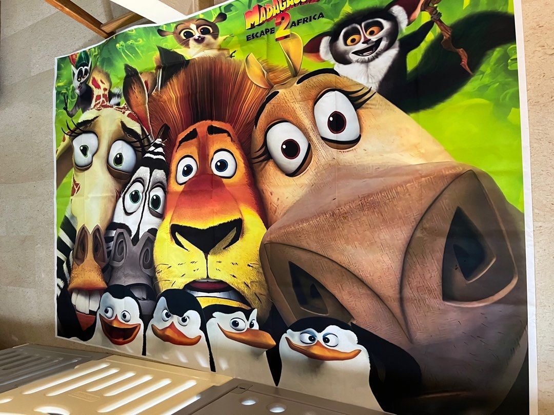 Madagascar party backdrop, Hobbies & Toys, Stationery & Craft ...