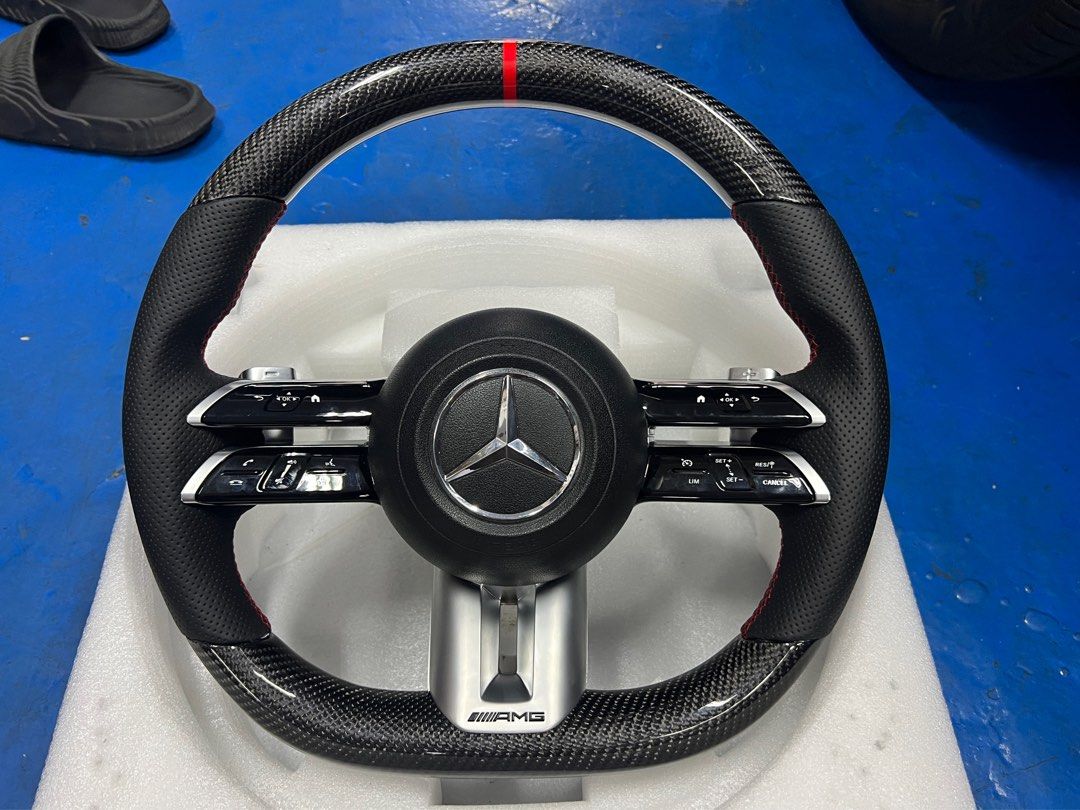 Mercedes benz amg carbon fiber steering wheel a b c cla e gla s class ...