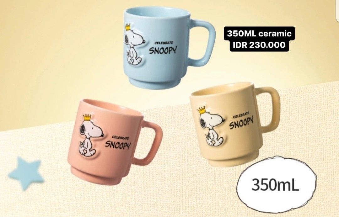Miniso x Snoopy Ceramic Mug Original, Kitchen & Appliances di Carousell