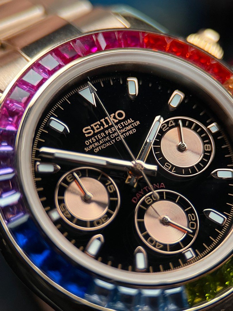[MOD] Seiko Rose Gold Rainbow Daytona with VK63 Quartz Movement, Men's ...