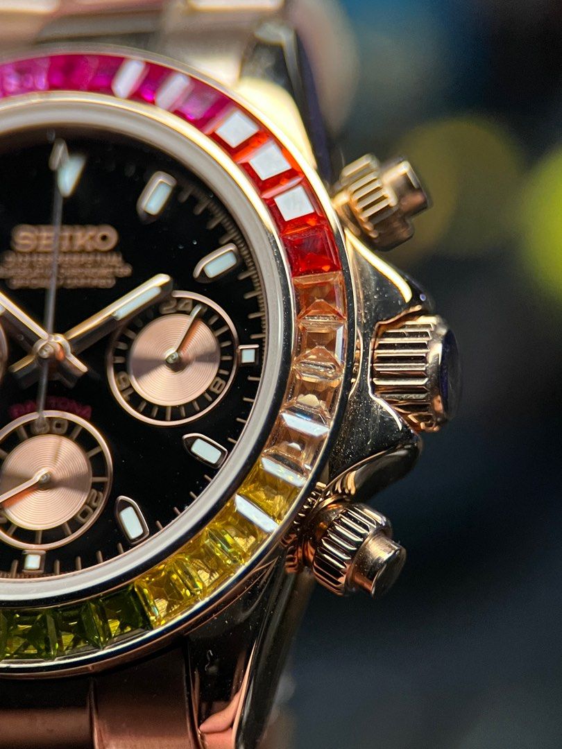 [MOD] Seiko Rose Gold Rainbow Daytona with VK63 Quartz Movement, Men's ...