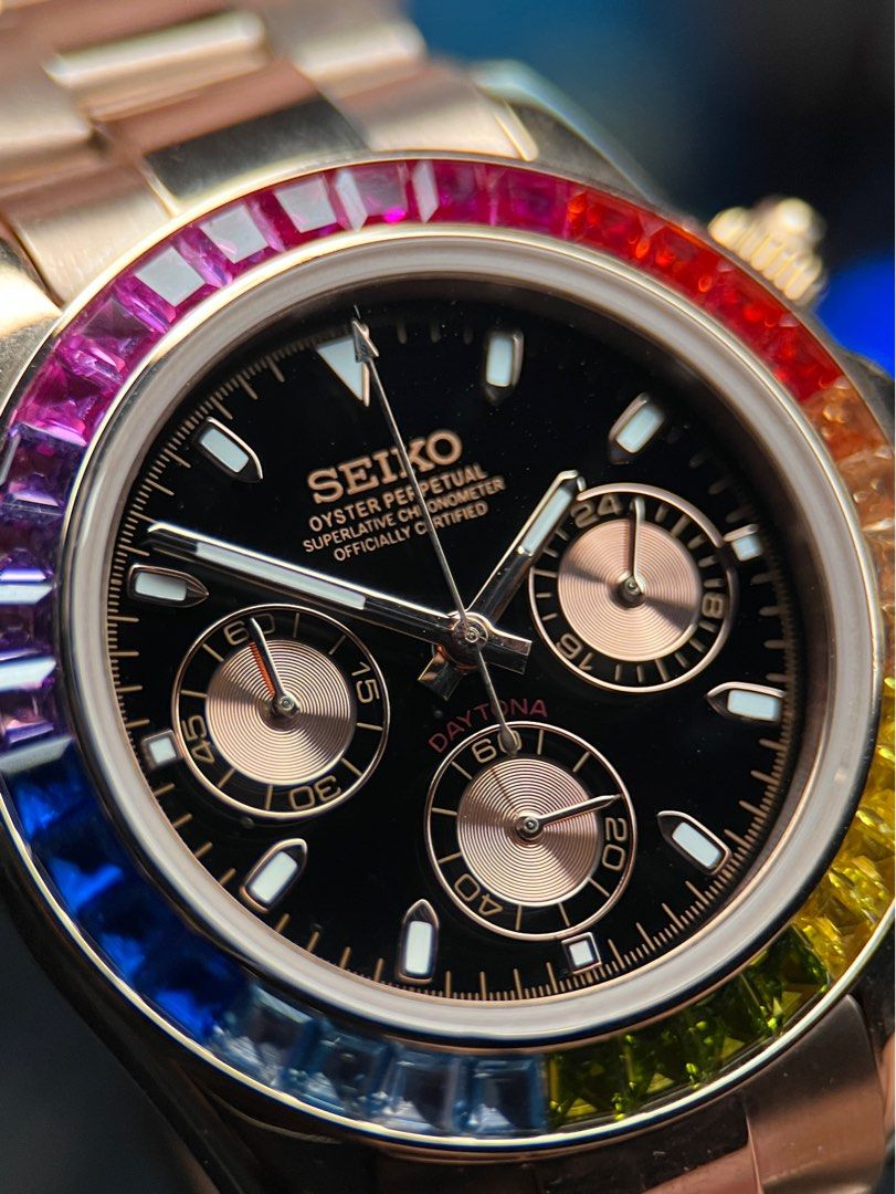[MOD] Seiko Rose Gold Rainbow Daytona with VK63 Quartz Movement, Men's ...