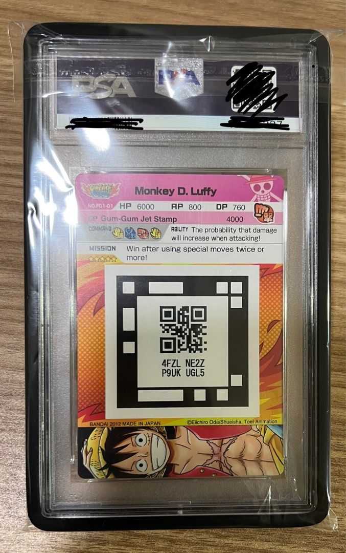 Monkey D Luffy AR Carddass Formation King Rare One Piece PSA GEM MINT ...
