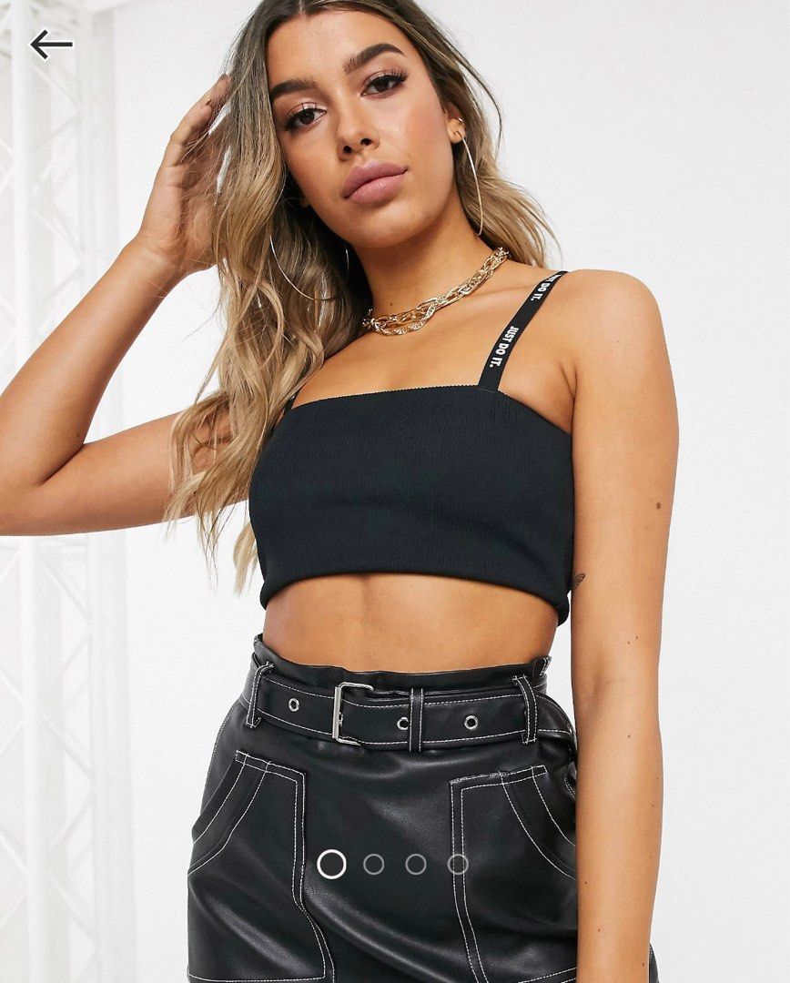 Nike Just Do It Square Neck Black Crop Tank, XS, Women's Fashion, Tops ...