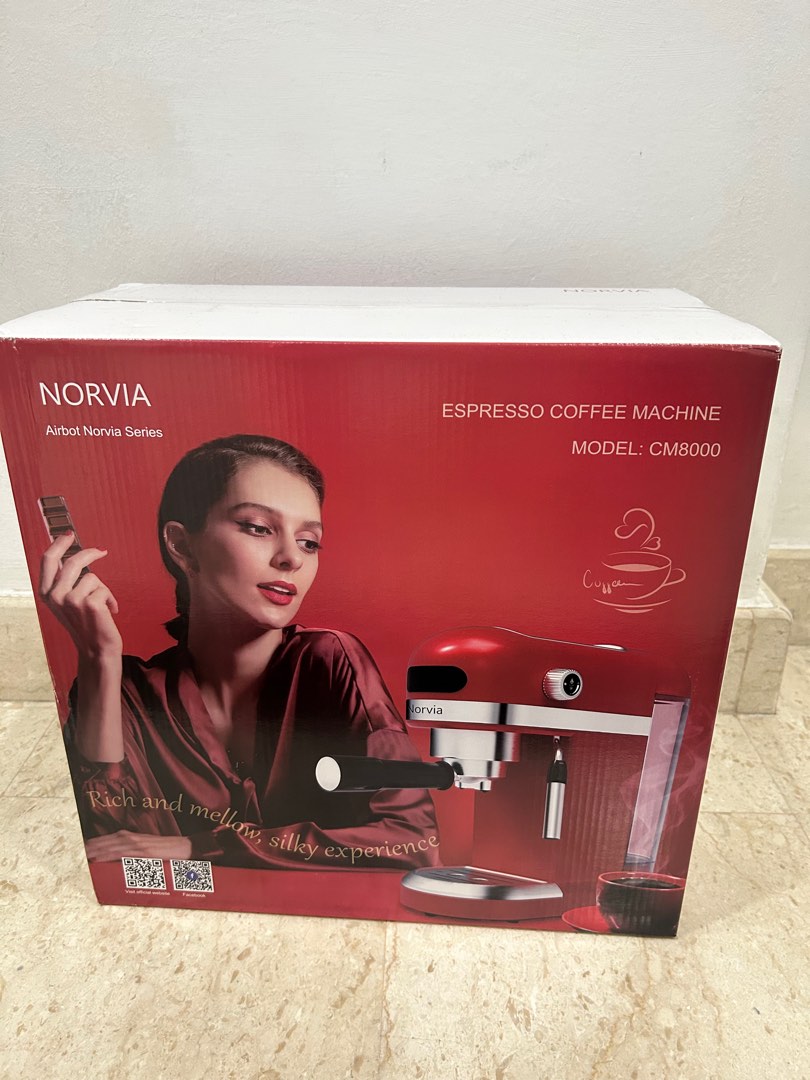 Norvia coffee machine CM8000 red ultra slim compact expresso coffee ...
