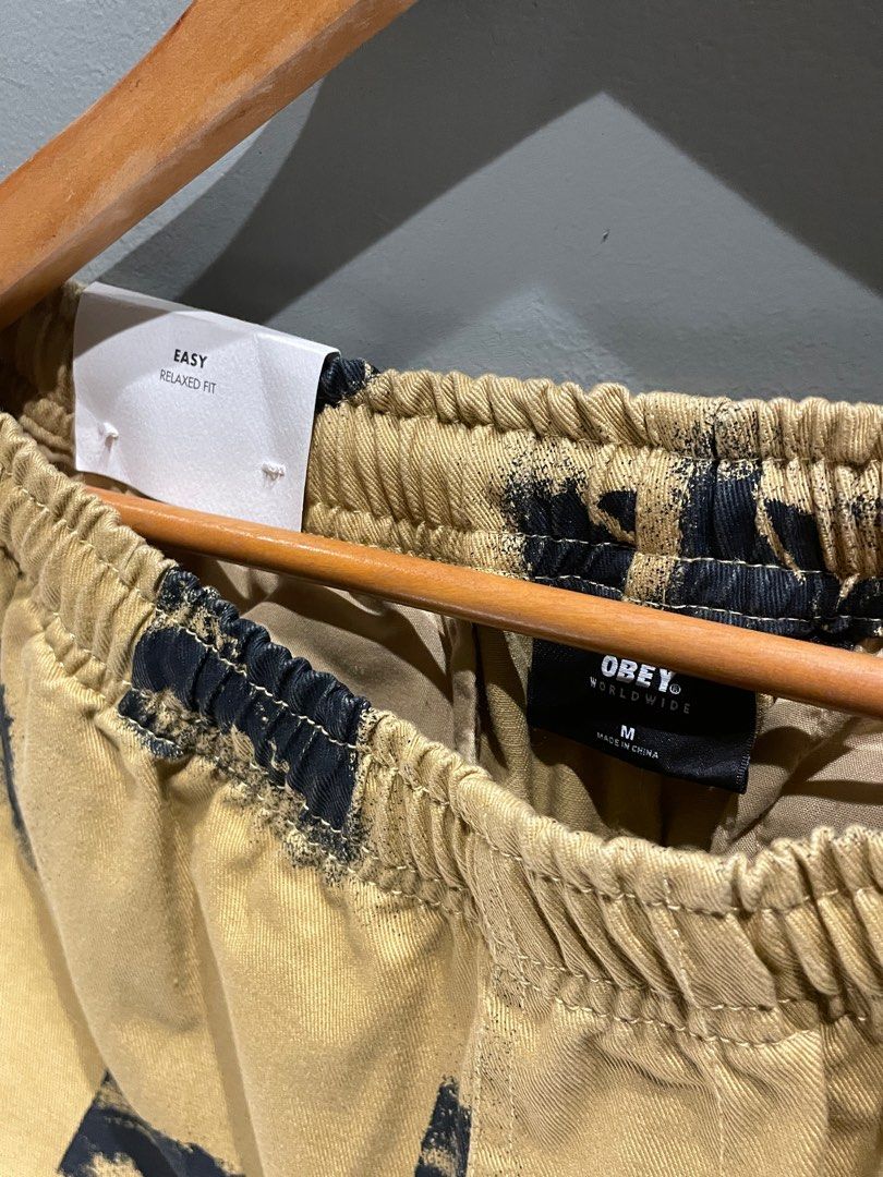 OBEY EASY BIG BOY TAN ELASTIC WAIST SKATE PANTS, Men's Fashion, Bottoms ...