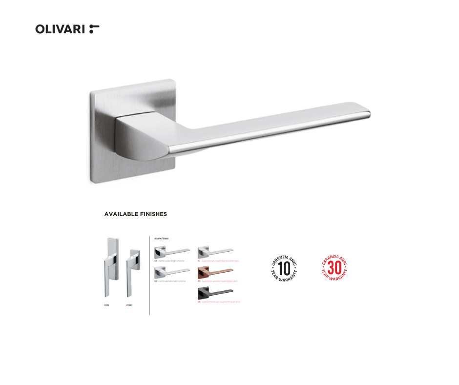 Olivari Trend M228B CO Door Handle in Satin Chrome Finish - Made in Italy, Furniture & Home ...