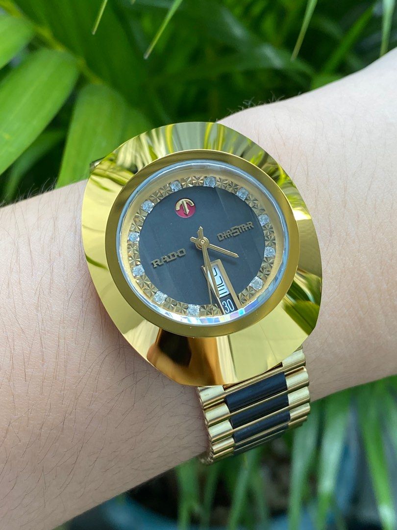 Original Rado Diastar Black & Gold Mens Watch, Luxury, Watches on Carousell