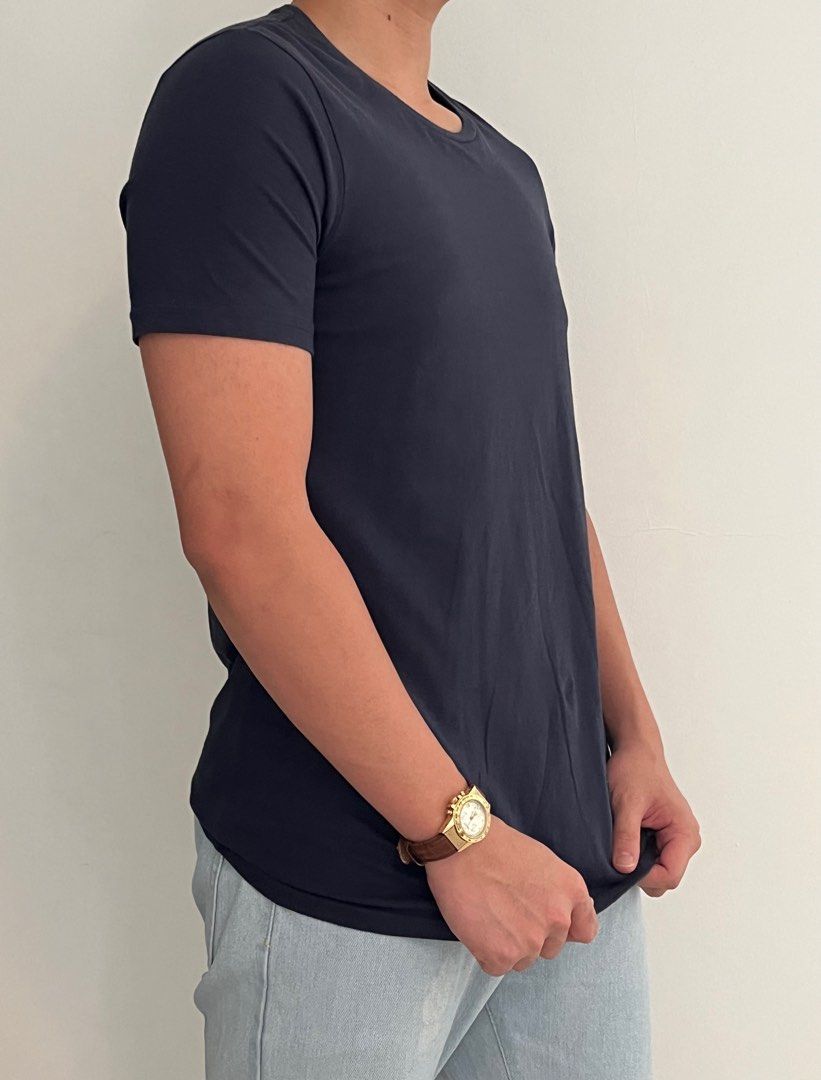 Plain navy blue tee, Men's Fashion, Tops & Sets, Tshirts & Polo Shirts ...