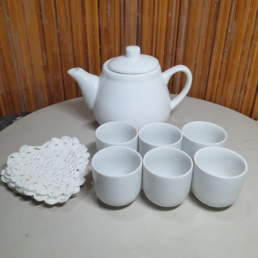 Plain White Teapot and Teacups Bundle on Carousell