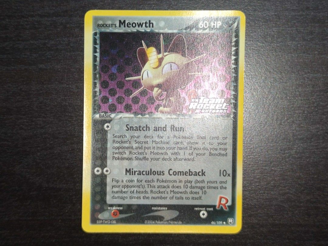 Pokemon Rocket's Meowth 46/109 Reverse Holo, Hobbies & Toys, Toys ...