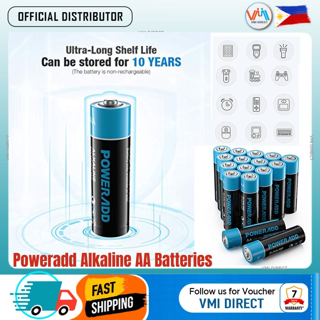 Poweradd by EBL AA 1.5v Non-Rechargeable Alkaline Batteries, Cardboard ...