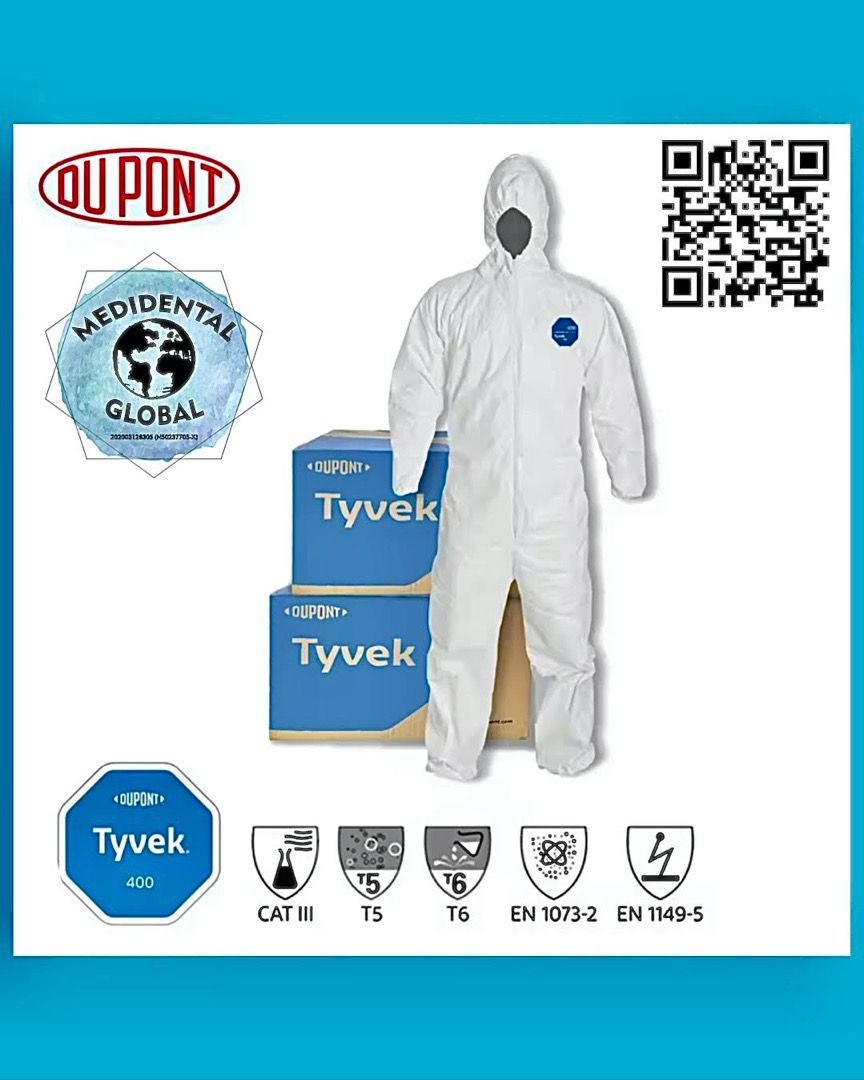 PPE DuPont Tyvek 400 Coverall, Health & Nutrition, Medical Supplies ...