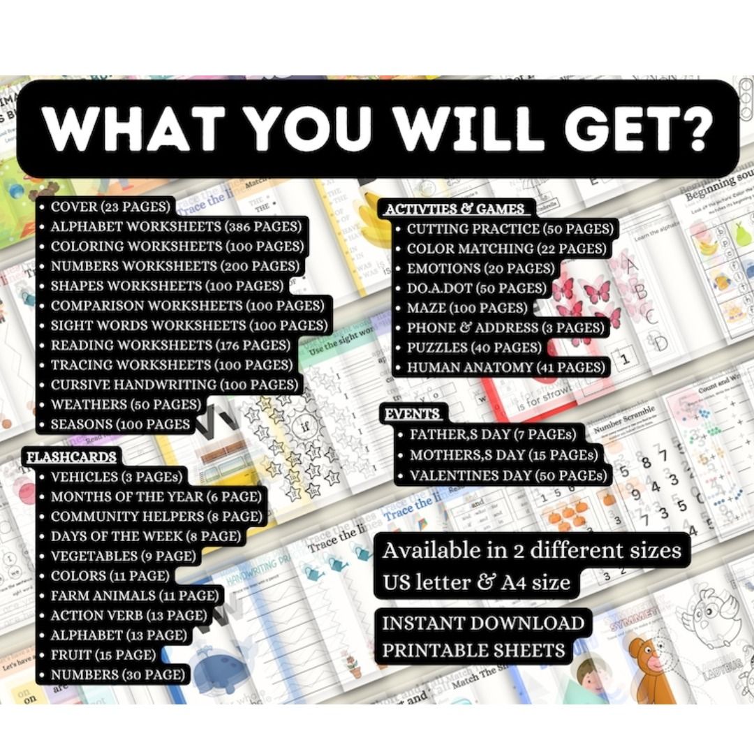 Preschool Pre-K + Kindergarten Learning Bundle | 2000+ Page | Activity ...