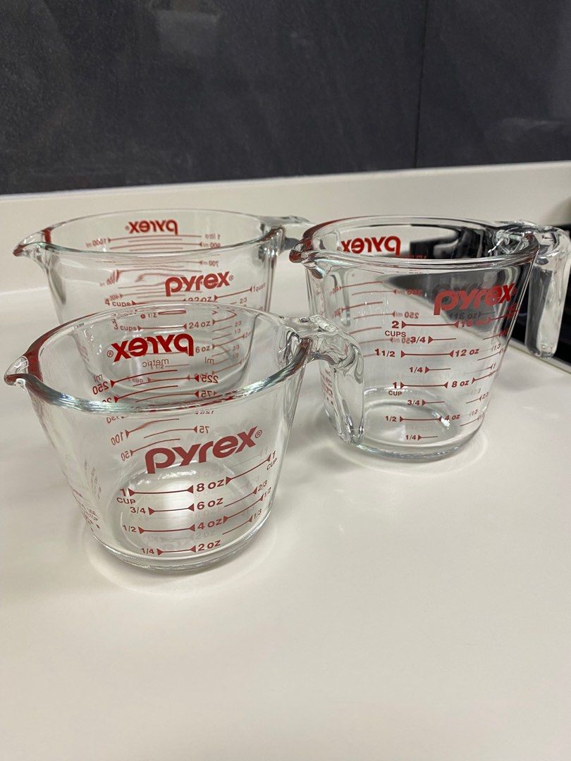 Pyrex measuring cup 3pc set, Furniture & Home Living, Kitchenware ...