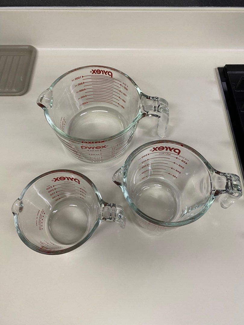 Pyrex measuring cup 3pc set, Furniture & Home Living, Kitchenware ...