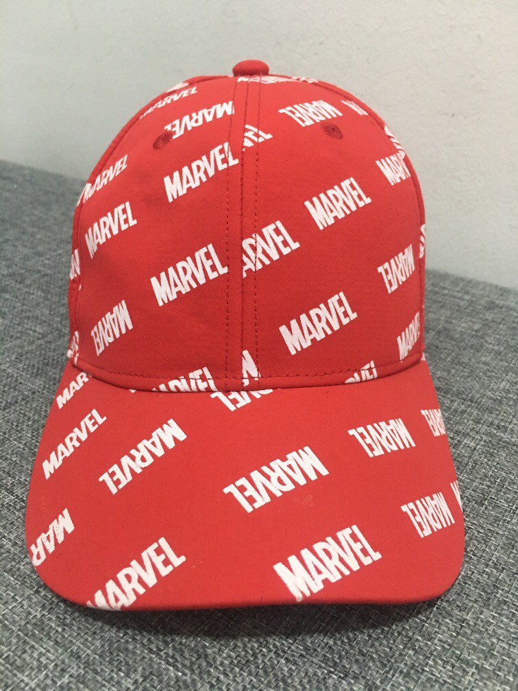 Red Marvel cap hat Miniso on Carousell