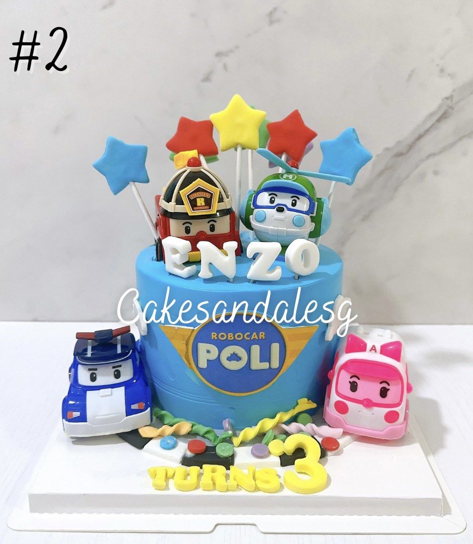 Robocar Poli Cake [ Design #2 ], Food & Drinks, Homemade Bakes on Carousell