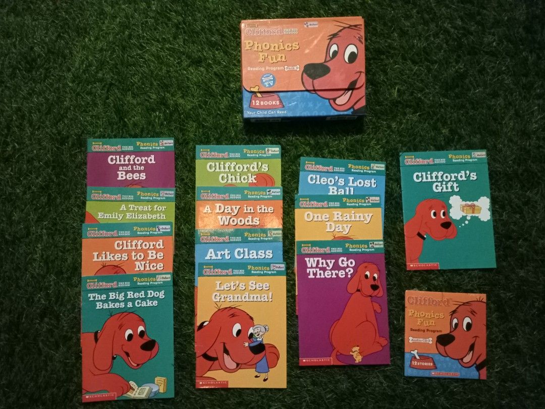 Scholastic isi 12 buku + CD Clifford Phonics Fun reading program pack 3 ...