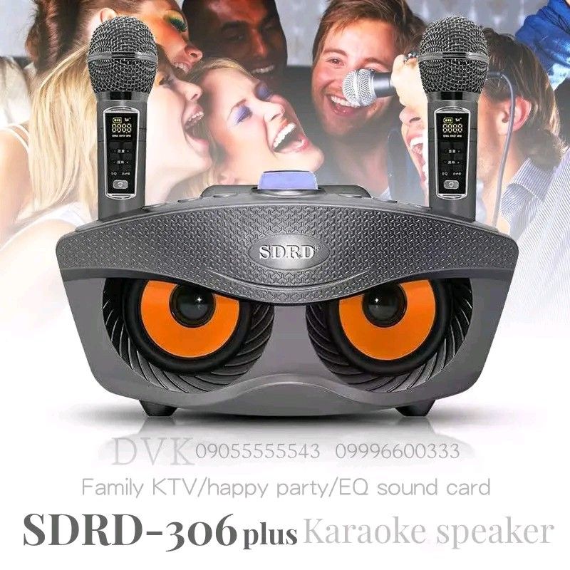 SDRD SD-306 Plus Owl Subwoofer karaoke Wireless Bluetooth Dual Microphono Karaoke Portable 3D ...