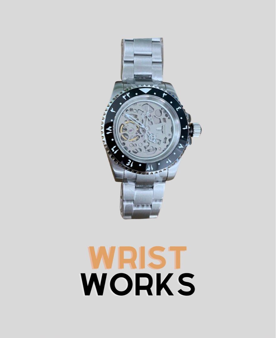 SEIKO MOD SILVER SKELETON SUBMARINER BLACK ARABIC 40MM, Men's Fashion ...