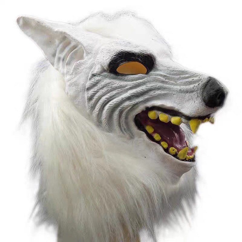 White wolf animal mask - scary horror halloween latex full face mask ...