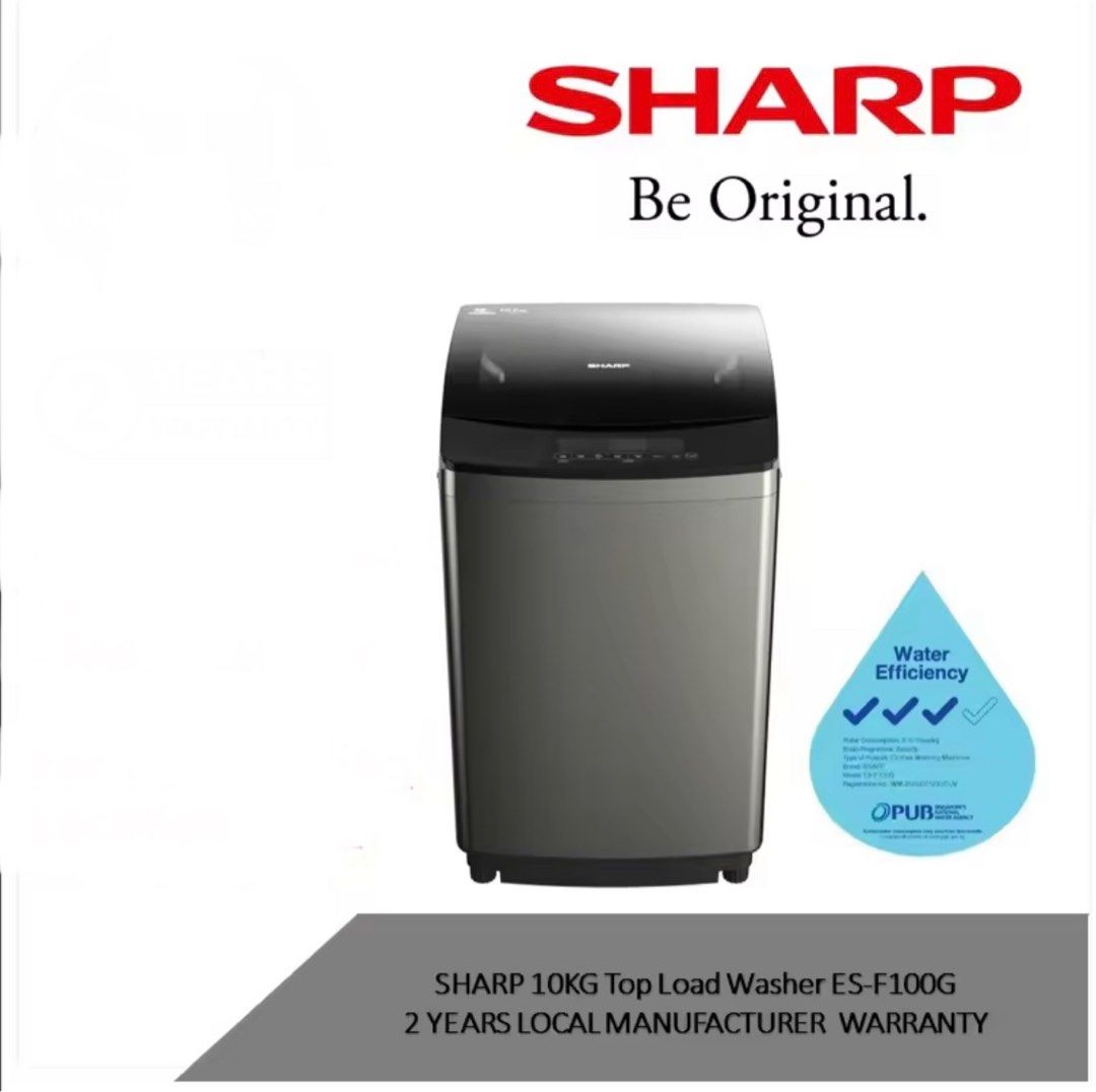 Sharp 10kg washing machine ES-F100G (Brand New), TV & Home Appliances ...