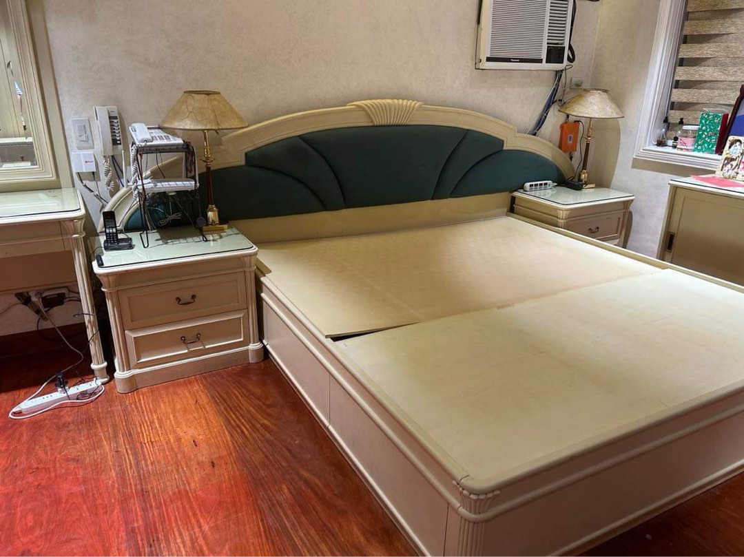 Solid wood bedframe, side table and vanity set, Furniture & Home Living ...